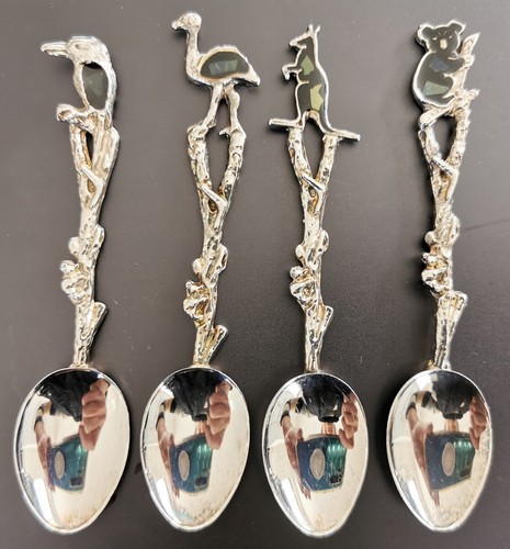 Australia Native Animal Souvenir Spoon Silver Plate Set of 4 Koala Emu ...
