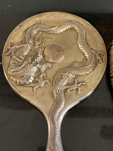 Antique Chinese Export Sterling Silver Signed ZeeWo Repousse Dragon ...