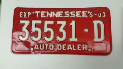 2003 TENNESSEE Dealer License Plate 35531-D | eBay