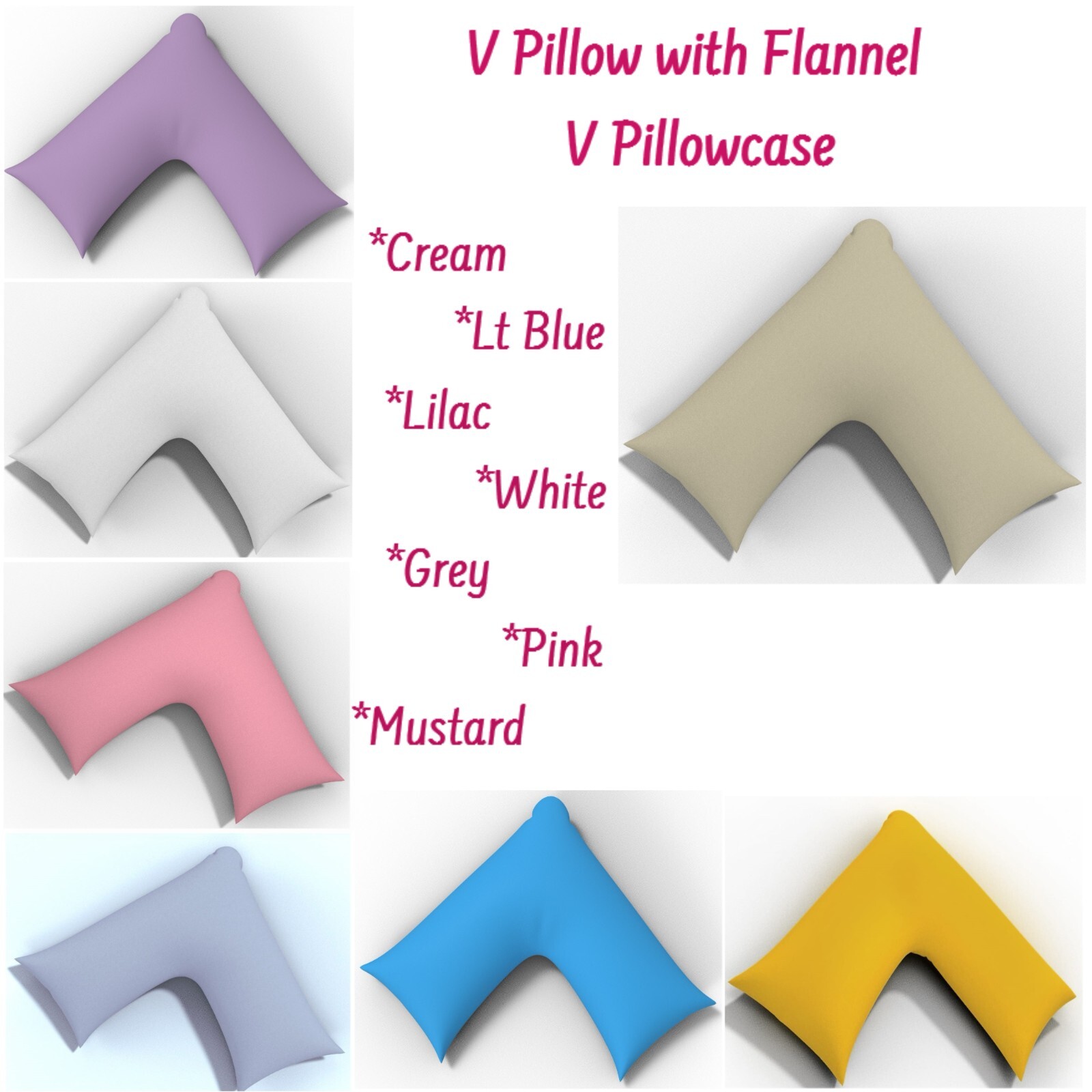 V Shaped Pillow with Free Brushed Cotton V Pillowcase Orthopaedic ...