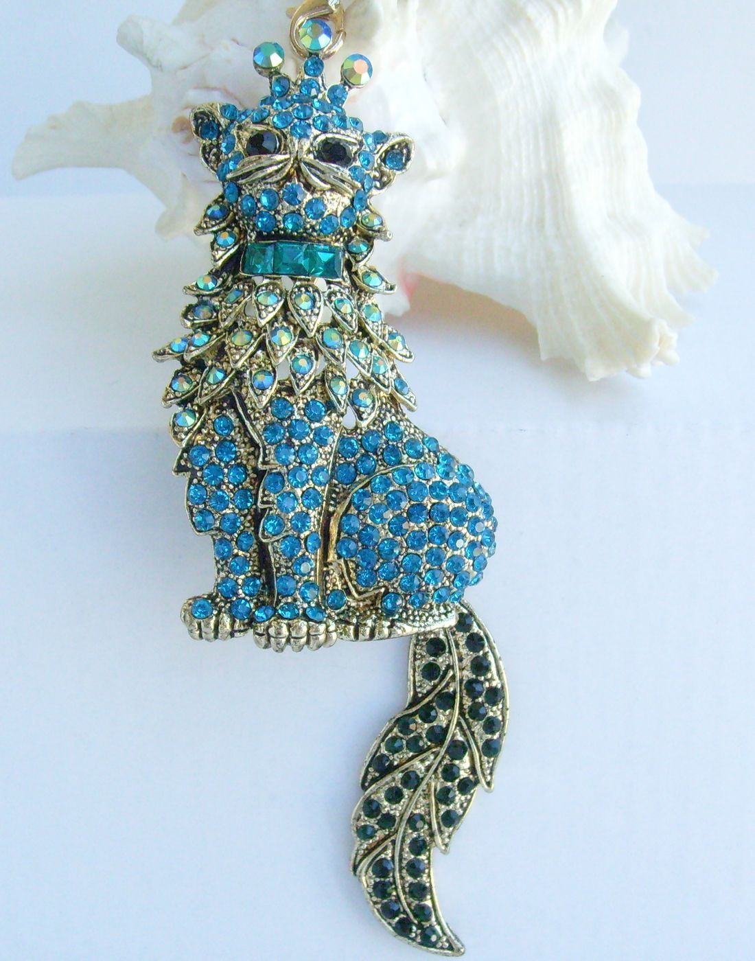 Charming Animal Cat Kitty Keychain Pendant Rhinestone Crystal KP05953 ...