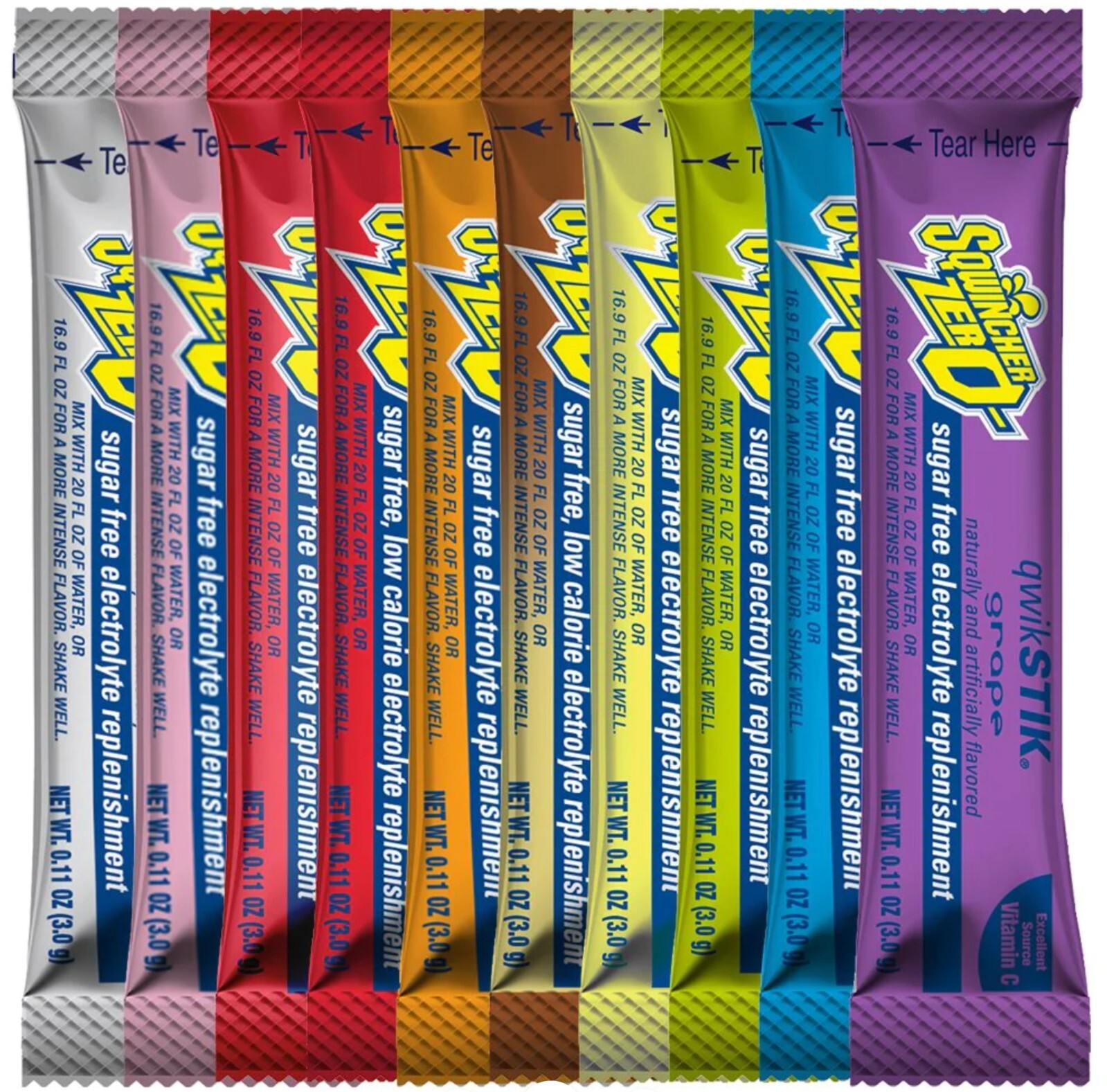 Sqwincher Zero 10 Flavor Qwik Stik Assorted (Case of 500) Sugar-Free ...