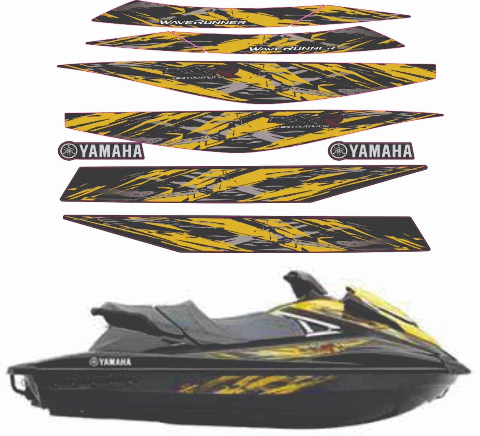 YAMAHA WAVERUNNER VXR HO 1.8 2015 Graphics / Decal / Sticker Kit YELLOW ...