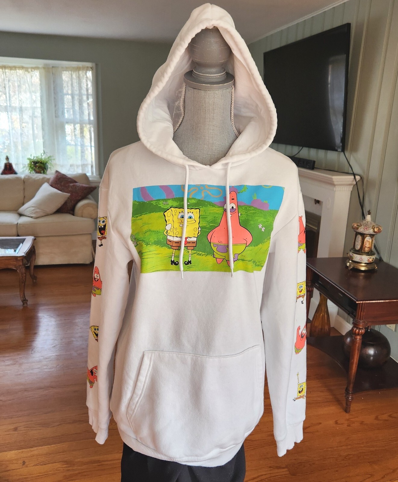 Spongebob & Patrick White Pullover Hoodie Nickelodeon… - Gem