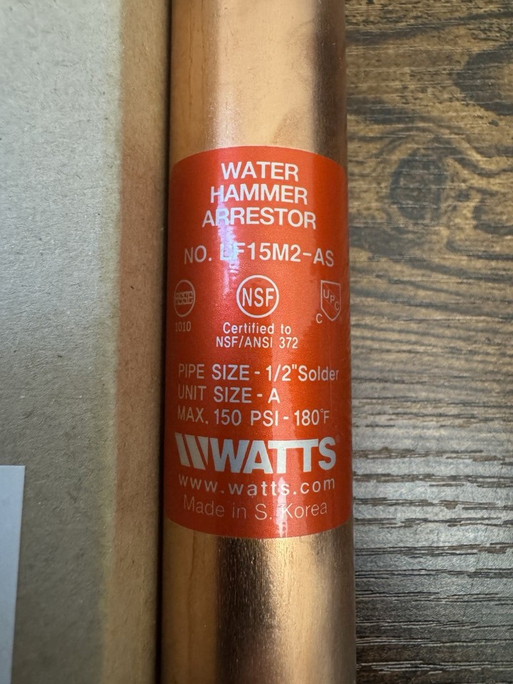 Watts 1/2" LF15M2-AS Water Hammer Arrestor, npt, Copper | eBay