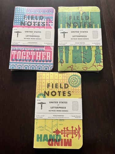 Field Notes Set United States of Letterpress NIP FN-48 TN Notebook 3 ...