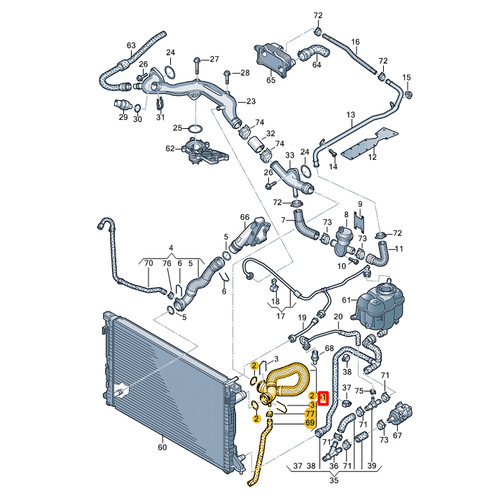 NEW AUDI Q7 4M WATER RADIATOR HOSE 4M0122101AK 2018 ORIGINAL 4M0-122 ...