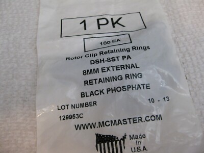 8mm External Rotor Clip Retaining Ring DSH-8ST PA 100PC Lot McMaster | eBay