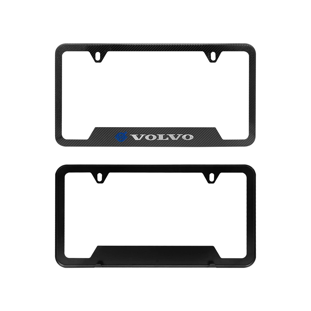 Volvo License Plate Frame 1x (silver/black) VOLVO 3D Emblem BLACK