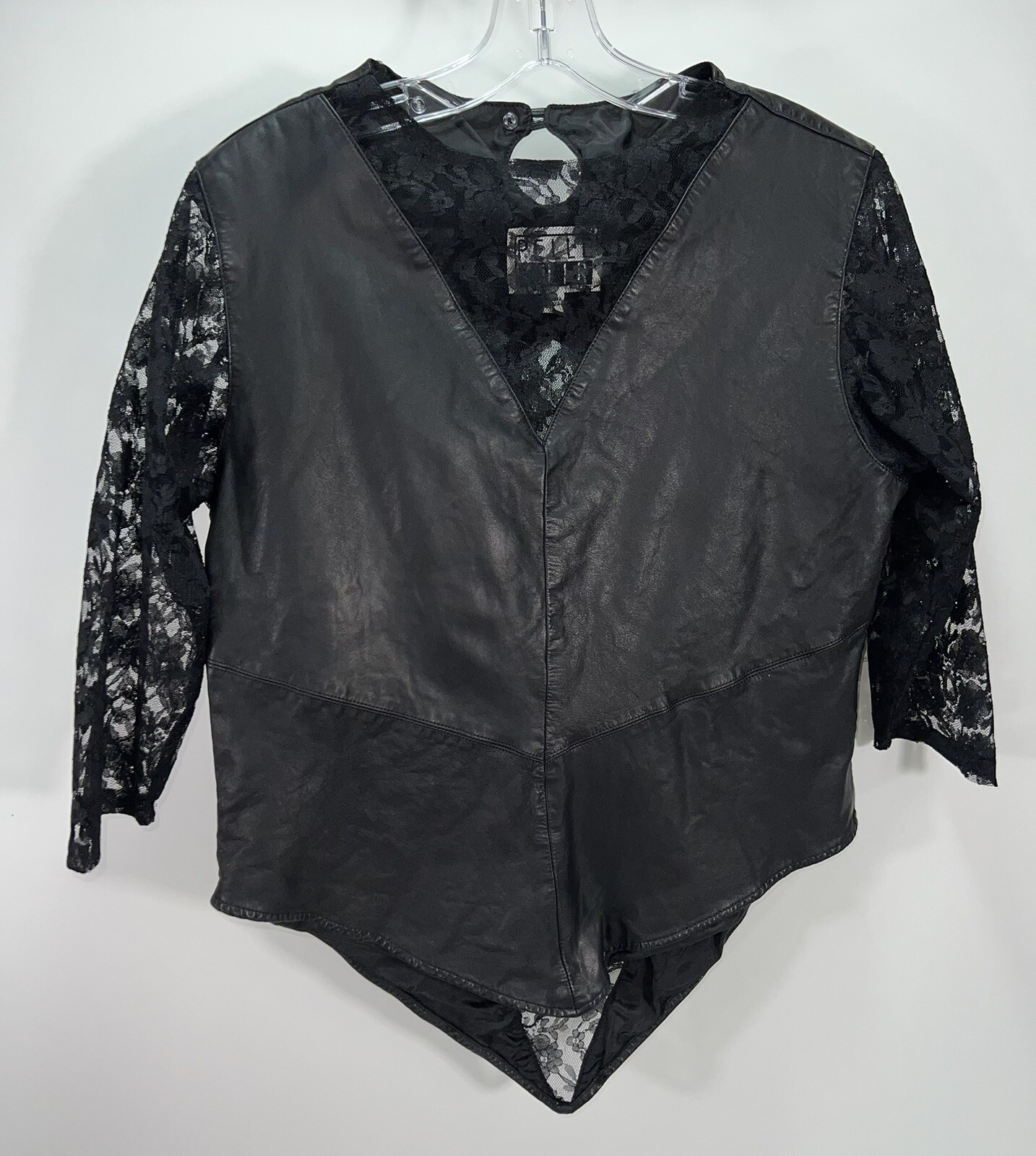 VTG LEATHER PELLE CUIR TOP PUNK GOTH NEW WAVE BIKER W… - Gem