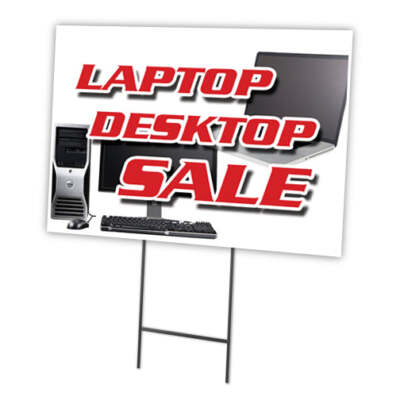 Laptop Desktop Sale Yard Sign & Stake outdoor plastic coroplast window ...