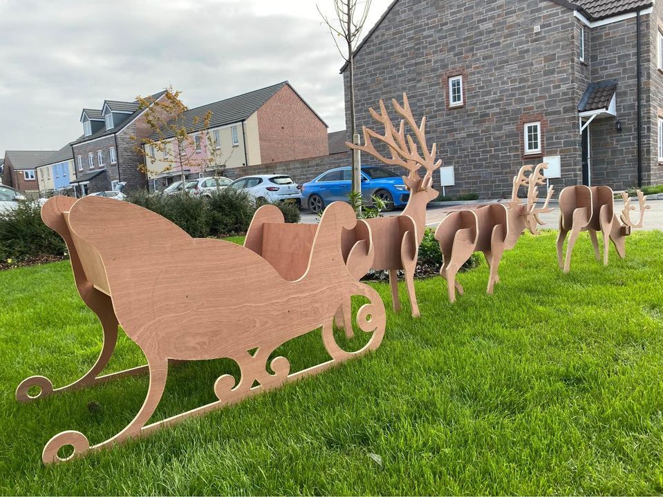 Santa Sleigh & Reindeers Rudolph Prancer Dasher Unpainted Easy Assemble ...