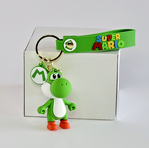 Green Yoshi 3D Super Mario Figure Keychain Key Ring Nintendo | eBay