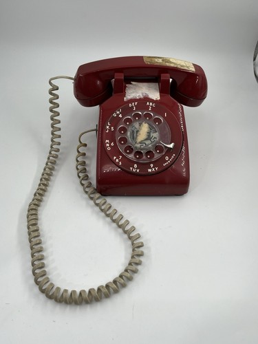 Vintage AT&T Cherry Red ROTARY DESK TELEPHONE w/cords from 1986 ...