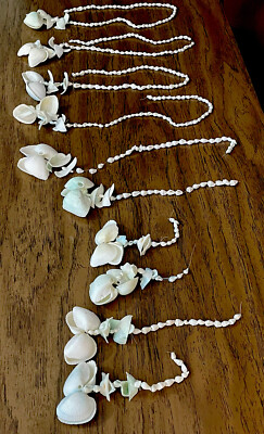 Lot of 10 Shells Strings Of Sea Shells Crafts Beach Sells White/Green 6 ...