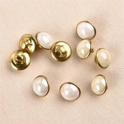 50pcs/set White Black Pearl Buttons 10mm Metal Shank Pearls Button ...