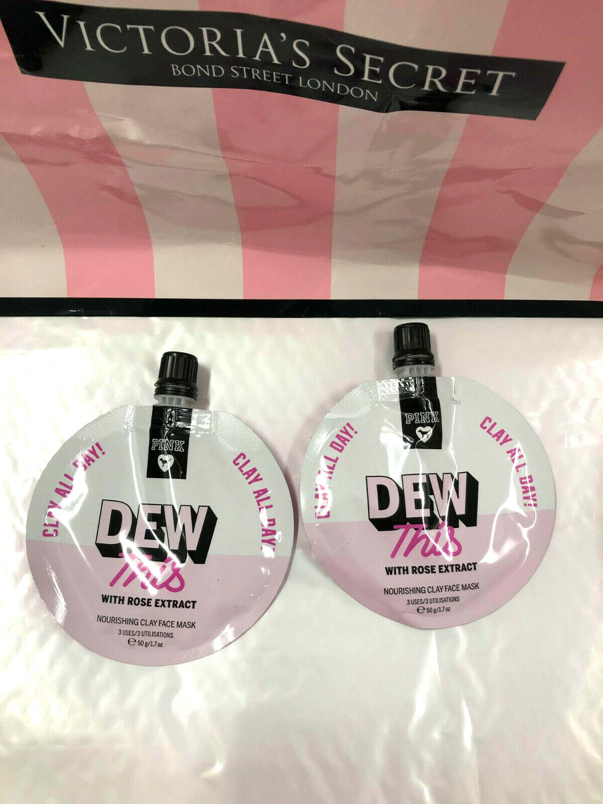 6x Victorias Secret Pink Dew This W/ Rose Extract Nourishing Clay Face ...