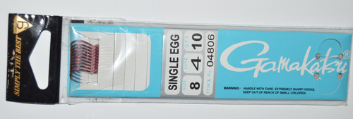 gamakatsu trout salmon single egg snelled red hooks 04806 size 8 10 per pack | eBay