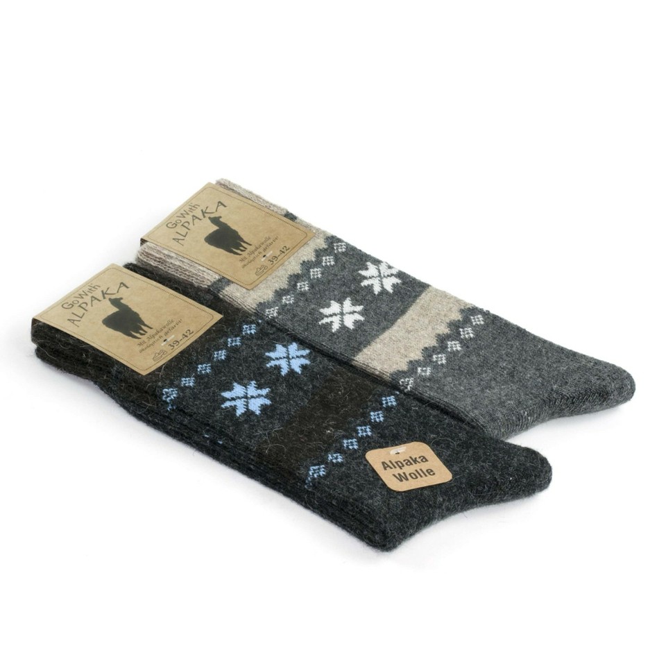 Alpaca Thermal Wool Socks for Women and Men - 2 PAIRS - Thick Knitted ...