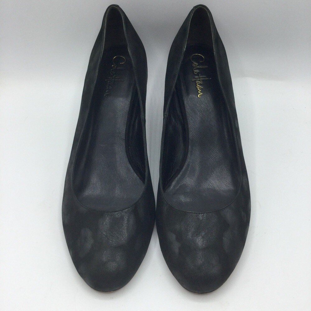 Cole Hann Black Leather Stacked Wedge Heels Size 9.5 - Gem