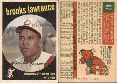 #67 Brooks Lawrence Signed 1959 Topps Card SET BREAK Auto AU *Autograph ...