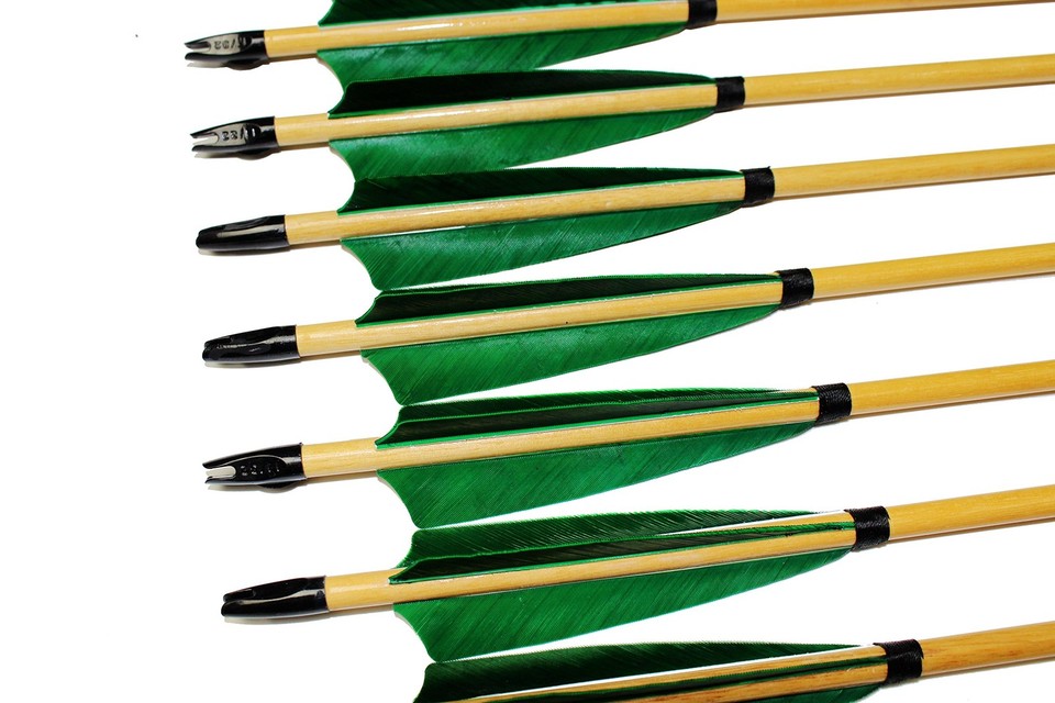 TTFLY FLETCHING 12PK 32inch Traditional Wooden Arrows Handmade Shaft ...