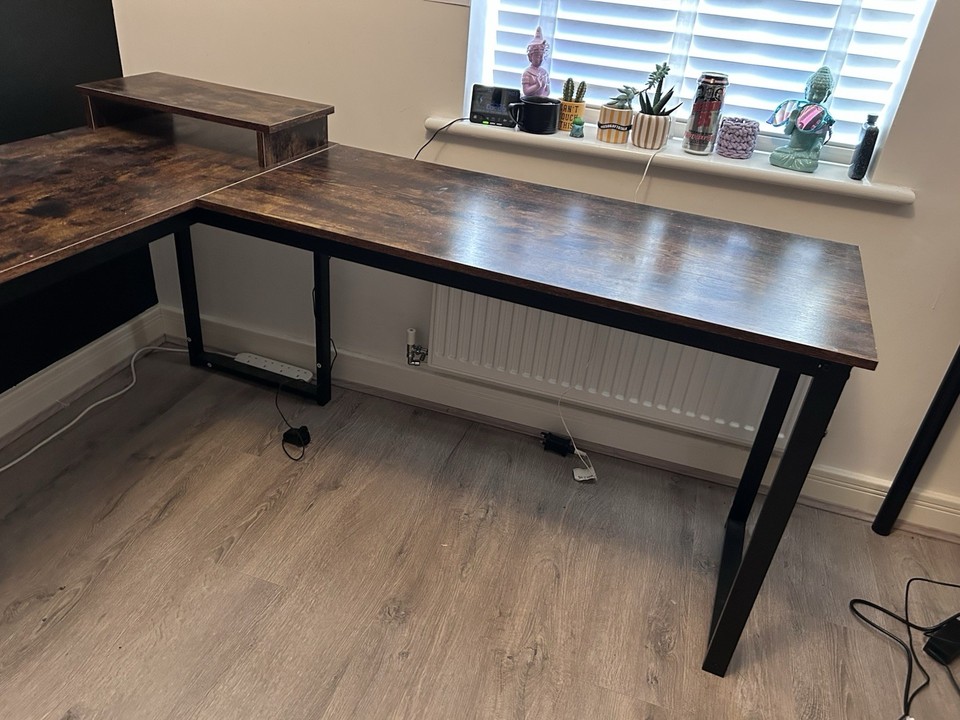 Corner Computer Desk Black/Brown | eBay UK