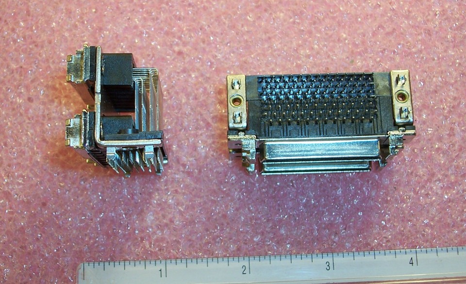 QTY (2) 50 POSITION DUAL R/A STACKED SCSI CONNECTORS HFRRA40077901 T&B ...