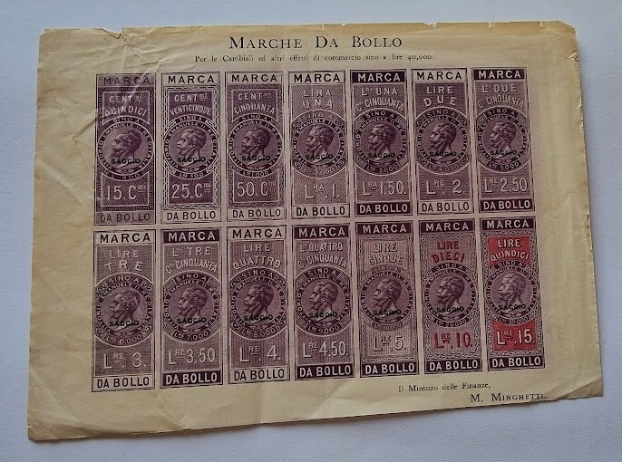 1862 REGNO FOGLIETTO 14 MARCHE DA BOLLO SAGGIO -PER LE CAMBIALI FINO A ...