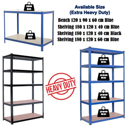 5 Tier Metal Deep Wide Garage Shelves Shelving Racking Storage 1800H ...