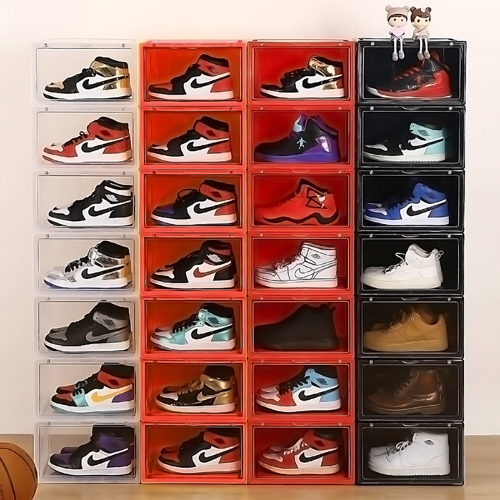 LED Lighted Shoe Strorage Box Stackable Snaker Display Organizer Large ...