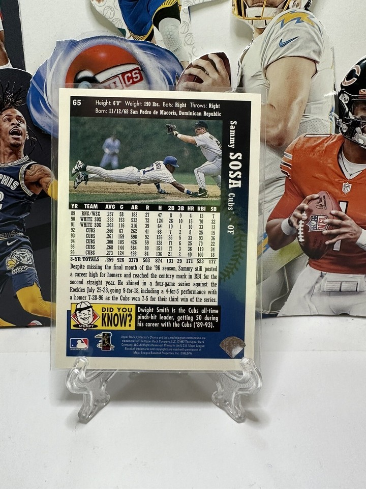 1997 Upper Deck Collector's Choice Sammy Sosa 65 Chicago Cubs Base ...