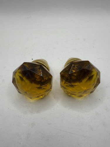 Vintage Victorian Diamond Cut Glass Amber Color Knob Handle Pull Drawer ...