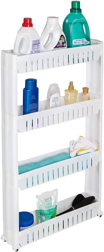 3/4 Tier Storage Tower Slide Out Rolling Castor Organiser Trolley Rack ...