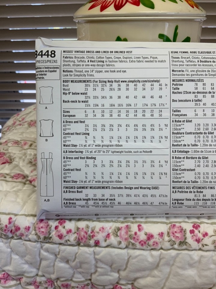 Simplicity Pattern 8448 DRESS VESTS RETRO 1950’s MISSES SIZES 6 8 10 12 ...