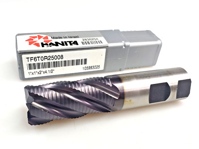 Hanita 1" x 1 x 2 x 4-1/2 HSS End Mill TF6T0R25008 TiAlN Center Cutting ...