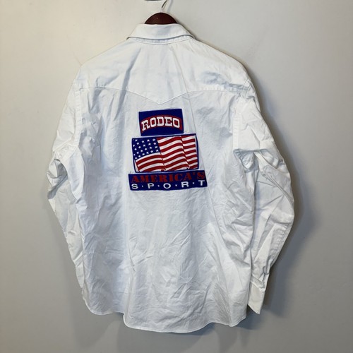 Men's Wrangler Rodeo Sponsor Button up Western Shirt XL White America's ...