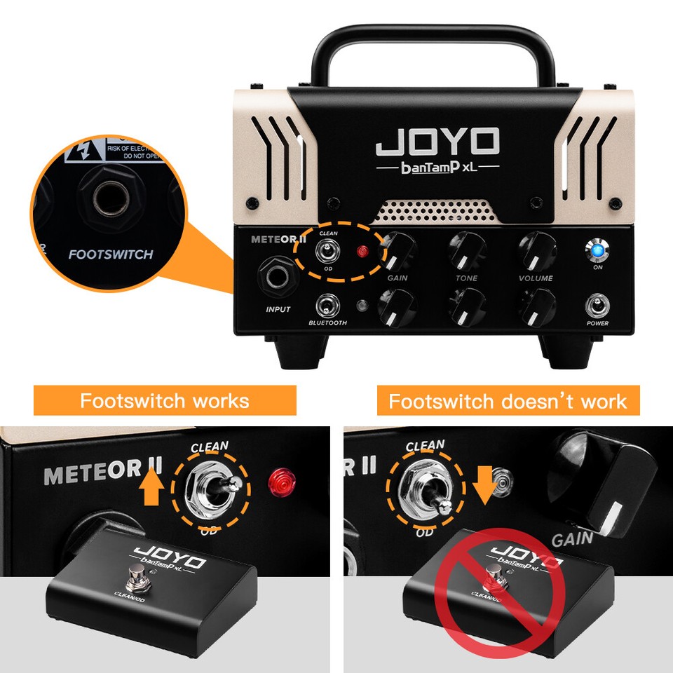 JOYO Mini Amp Head 20W Preamp 2 Channel Hybrid Tube Guitar Amplifier ...