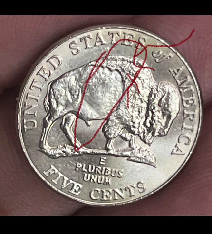 2005-D 5c RARE " SPEARED BISON " Nickel FS801 VARIETY BU GEM ...