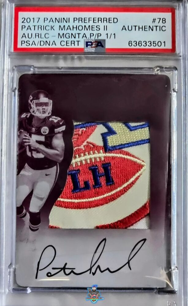 2017 Patrick Mahomes PSA Auth Auto Relic Printing Plate #78/1 Card