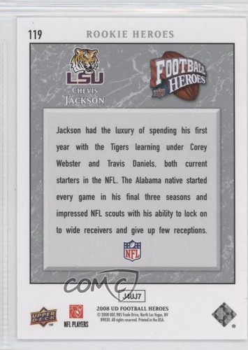 2008 Upper Deck Football Heroes - Rookie Heroes Chevis Jackson #119 ...