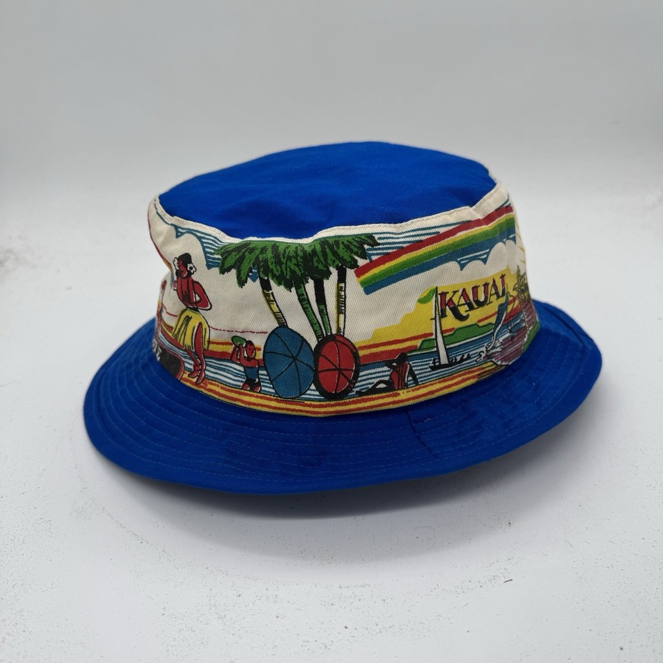 Vintage Hawaii Bucket Hat Adults Hawaiian Islands Souvenir 60s All Over ...