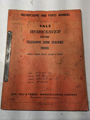 YALE WORKSAVER FORKLIFT INSTRUCTION PARTS LIST MANUAL M 15 20 25 30 ATF ...