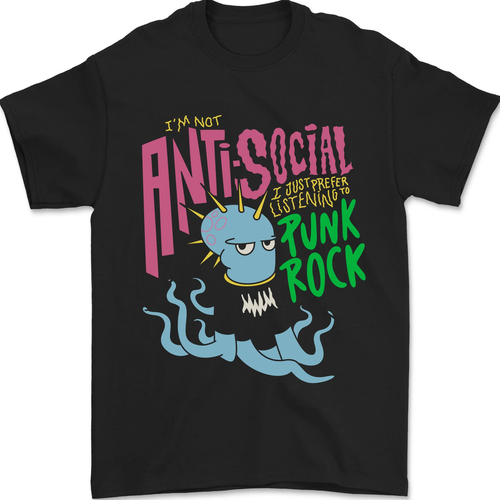 Antisocial Punk Rock Skinhead Octopus Mens T-Shirt 100% Cotton | eBay