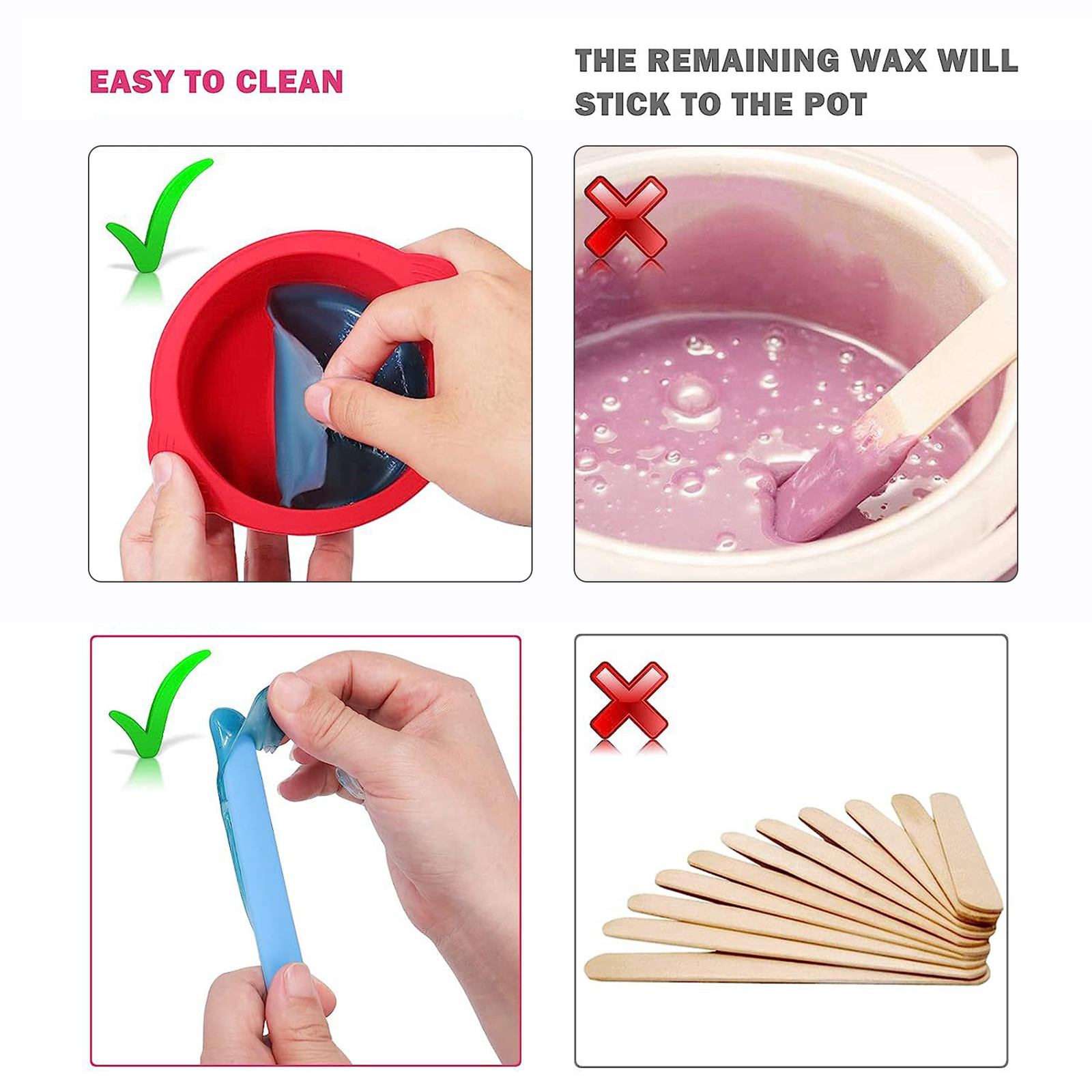 Silicone Stirring Rod Set Wax Melting Bowl Non-stick with Spatula ...