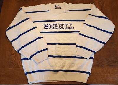 Neff Merrill Knit Sweater Size Large Blue White Striped | eBay