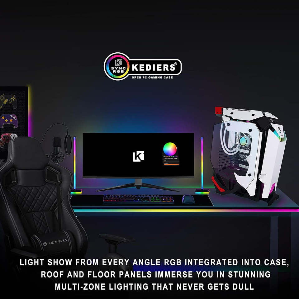 C650 Mech PC Case - ATX Tower Gaming Computer Case with Tempered Glass ...