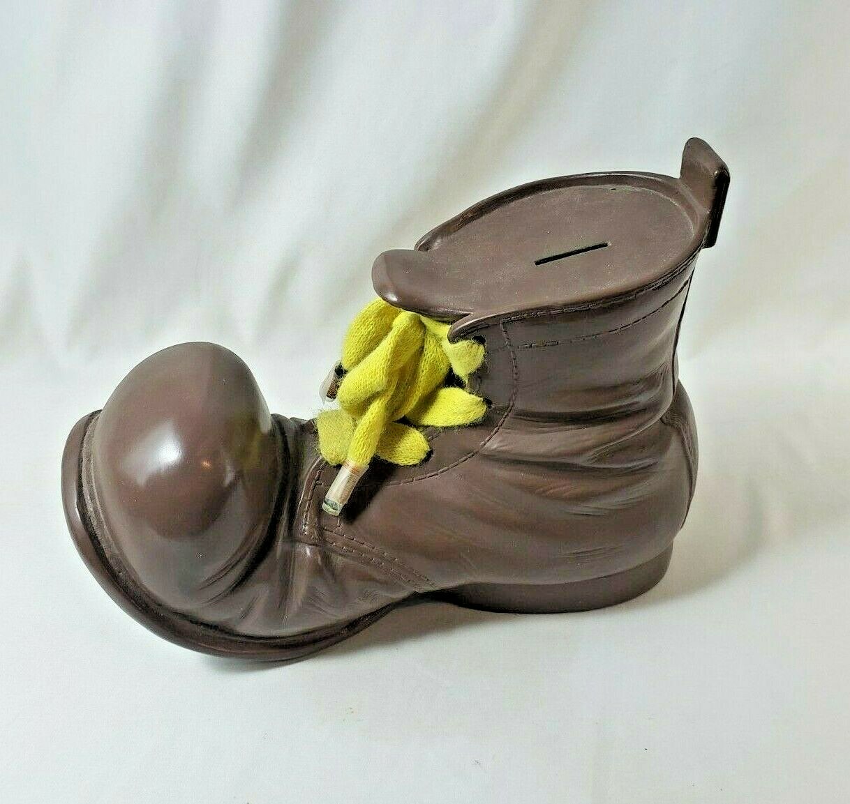 Vintage Brown Thick Plastic Shoe COIN BANK by Kemtech 1973 Mid Century ...