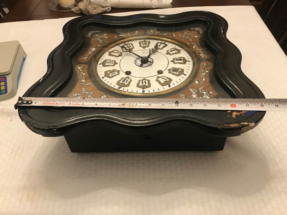 ANTIQUE MOTHER OF PEARL FRENCH WALL CLOCK 8 DAY | eBay