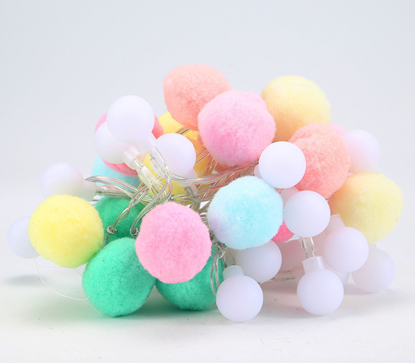 20 LED Globe Ball String Lights Kids Fairy Light DECOR ROOM POMPOM ...